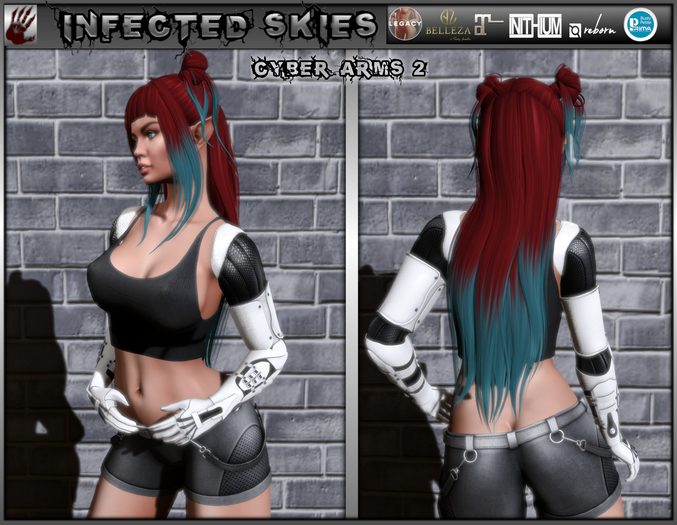 Second Life Marketplace - *IS* Cyber Arms 2 Female Black & White